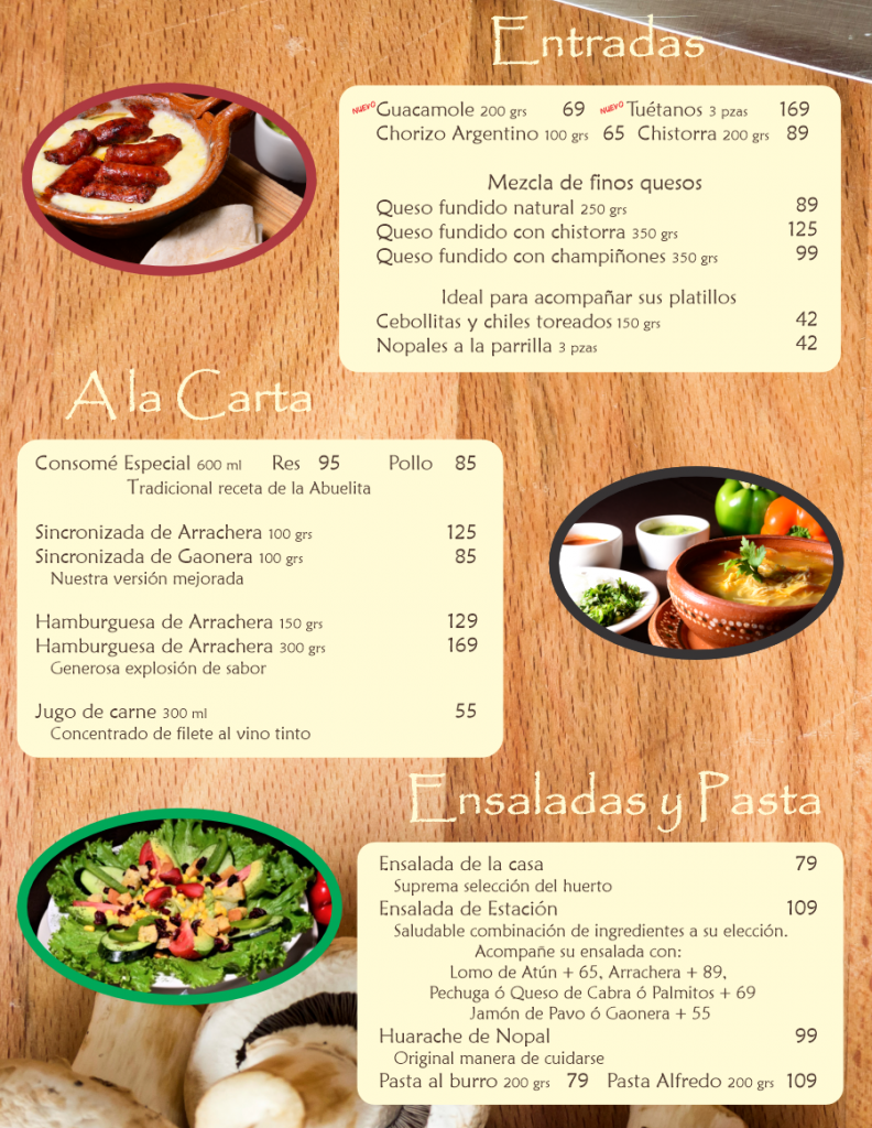 Menu – Las Arracheras y algo más